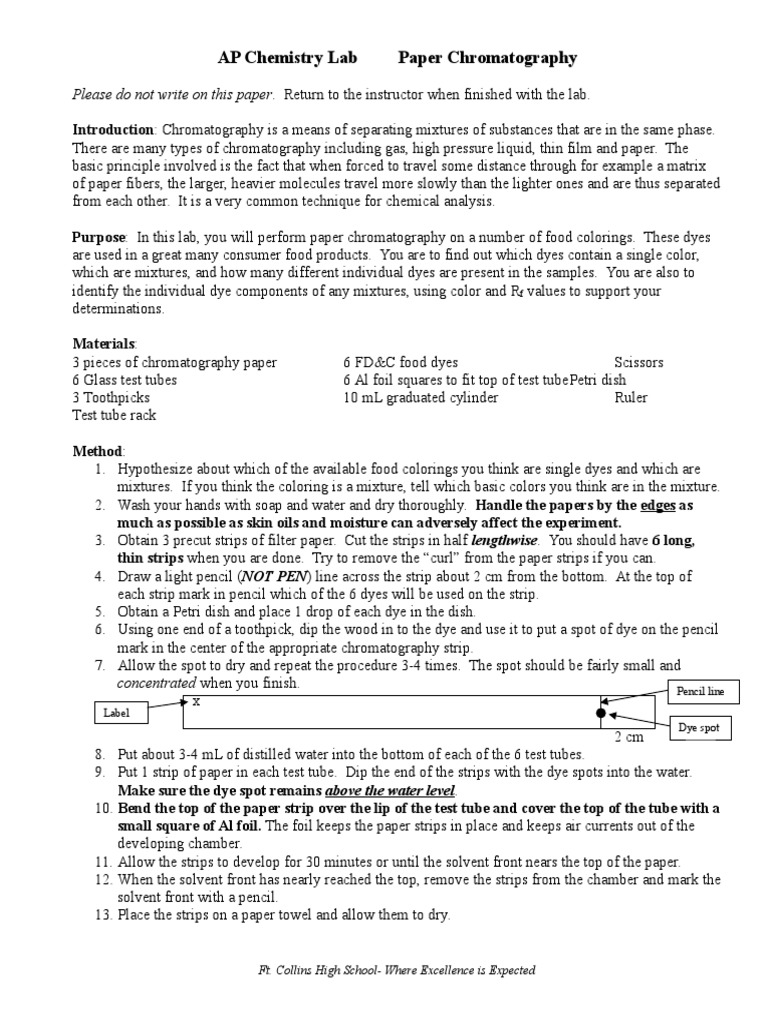 AP Chemistry Lab Paper Chromatography | PDF | Chromatography | Chemistry