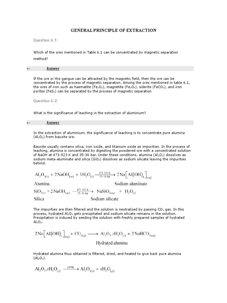 General Principle of Extraction: Answer | PDF | Chromatography | Redox