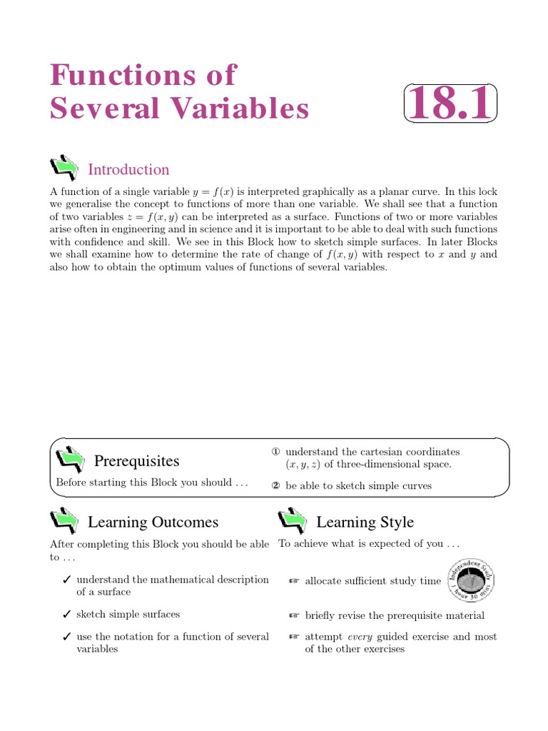 Functions Of Several Variables Pdf Variable Mathematics Plane Geometry