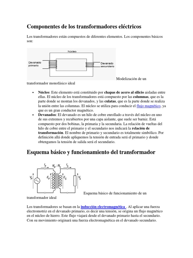 Componentes de Los Transformadores Eléctricos | PDF | Transformador ...