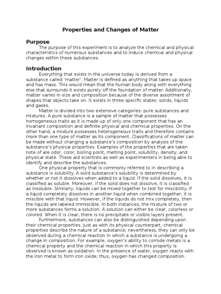 Properties and Changes of Matter | PDF | Chemical Substances | Matter