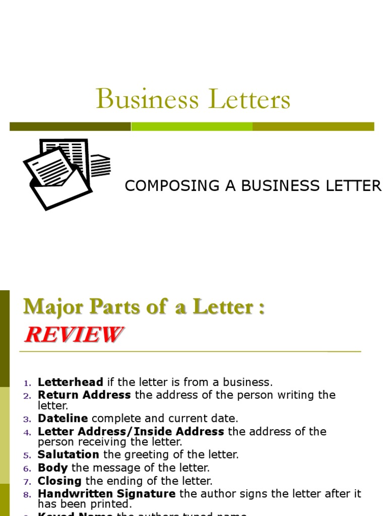 Business Letter Composition Guide | PDF | Writing | Text