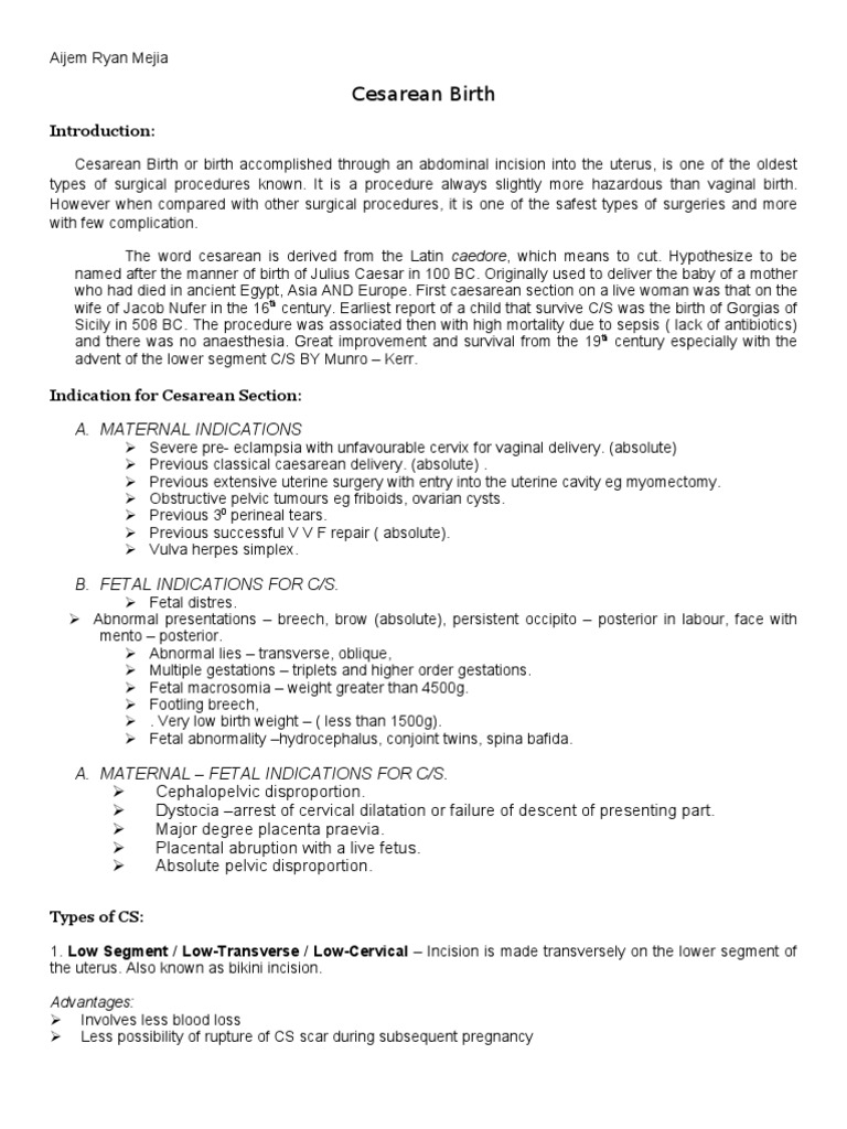 Cesarean Birth | PDF | Caesarean Section | Childbirth