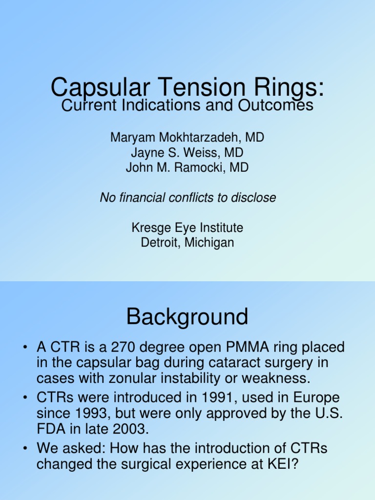 Capsular Tension Rings:: Current Indications and Outcomes | PDF ...