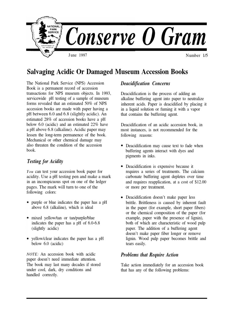 Salvaging Acidic or Damaged Museum Accession Books: Deacidification ...