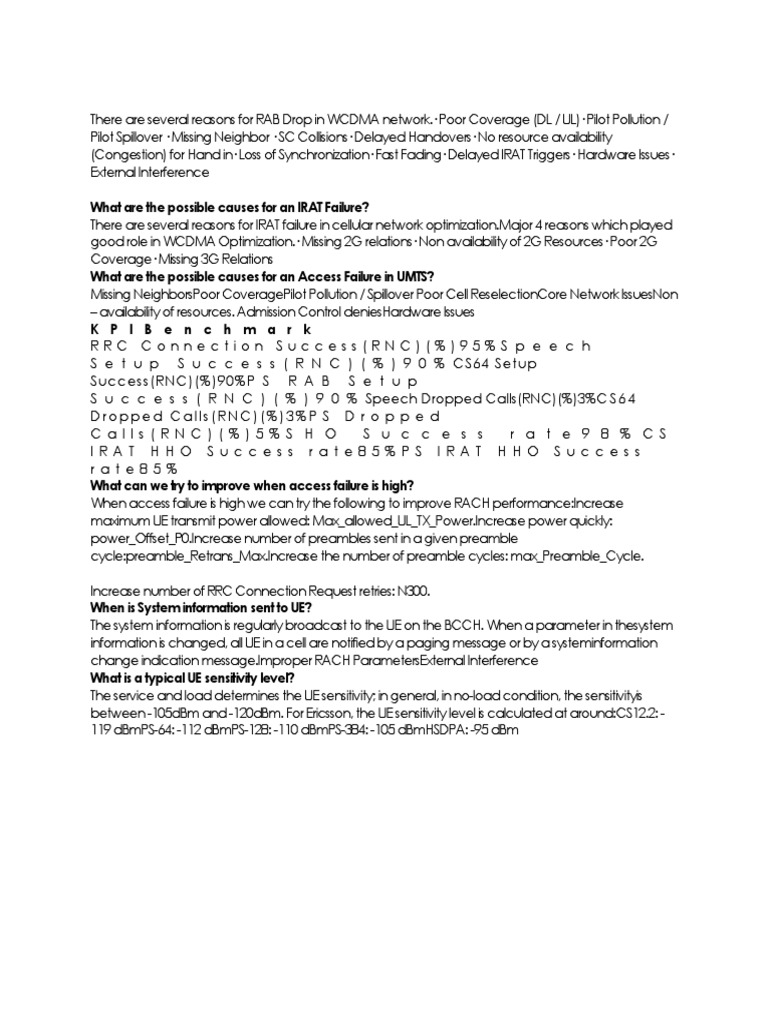 Drop Causes | PDF | Telecommunications Engineering | Physical Layer ...