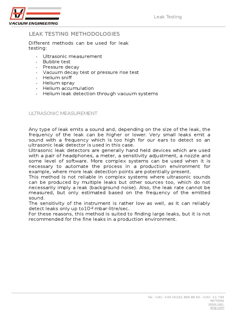 Leak Testing Methodologies | PDF | Leak | Helium