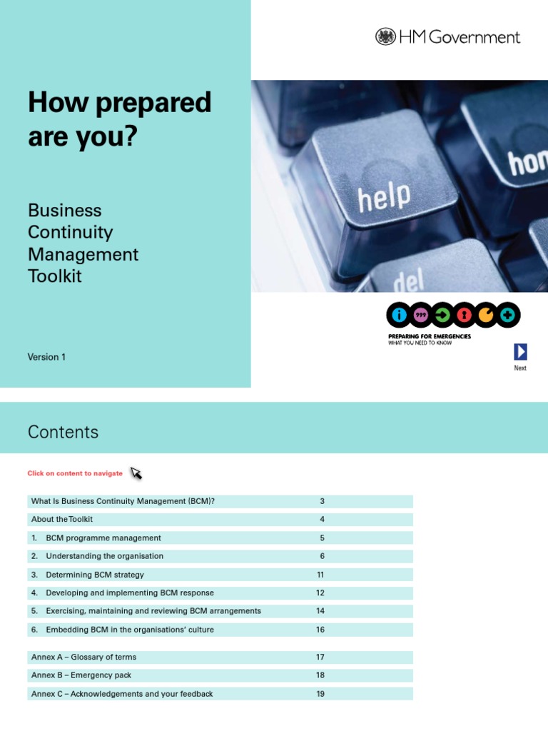 Business Continuity Managment Toolkit Pdf Business Continuity