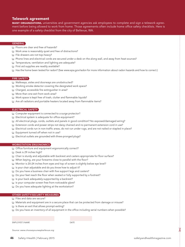 Telework Agreement | PDF | Chair | Telecommuting