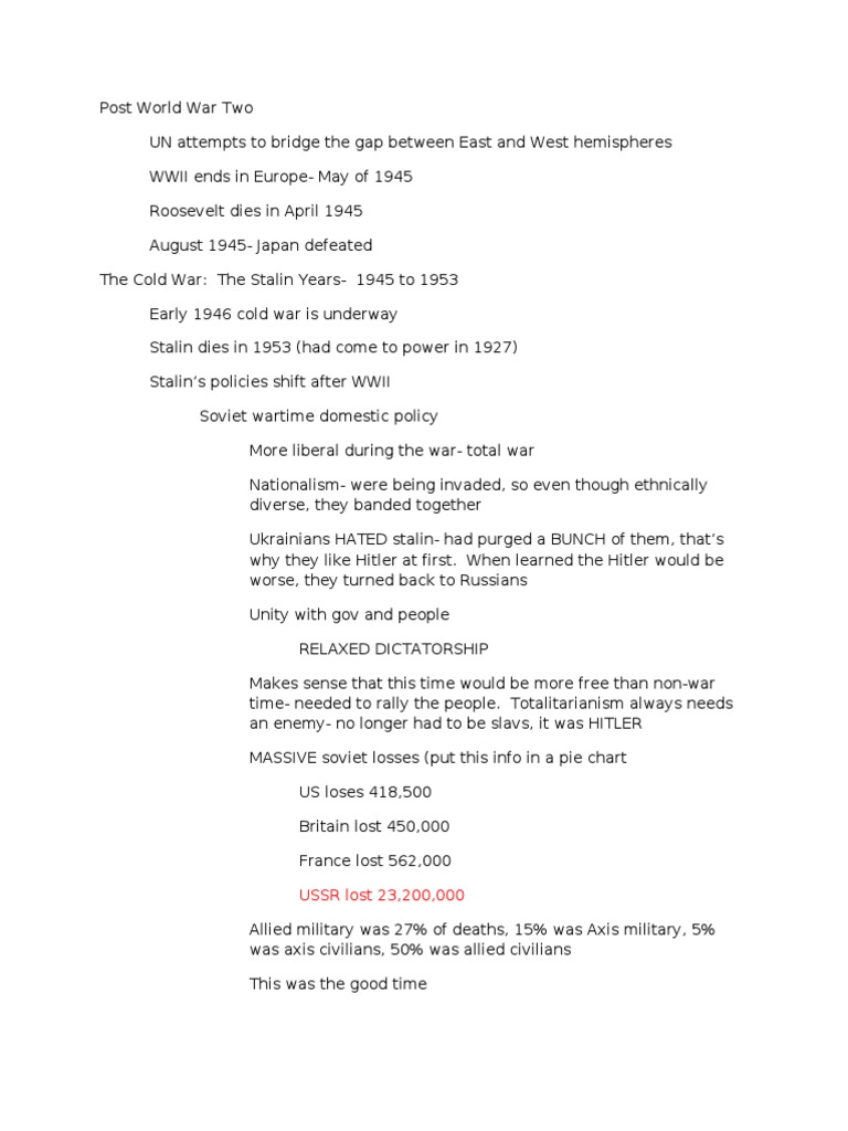 Cold War Notes | PDF | Soviet Union | World Politics