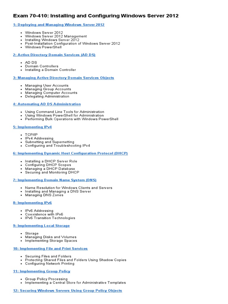 Exam 70-410: Installing and Configuring Windows Server 2012 | PDF ...