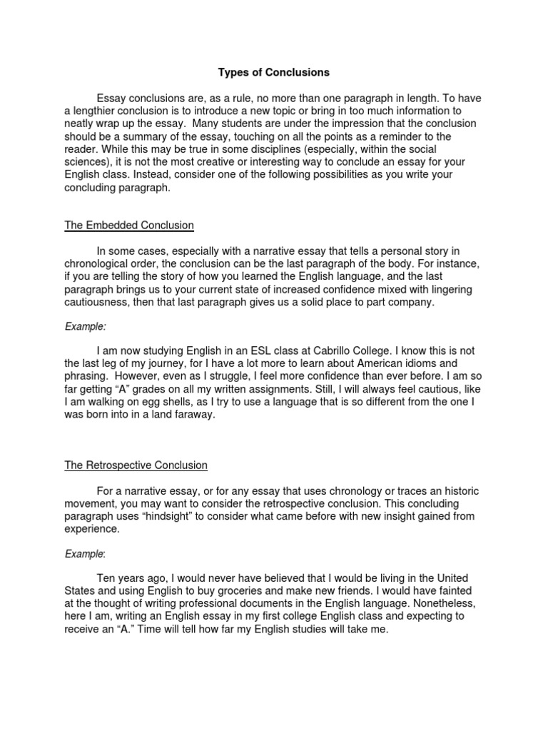 Types of Conclusions: Example | PDF | Essays | Violence