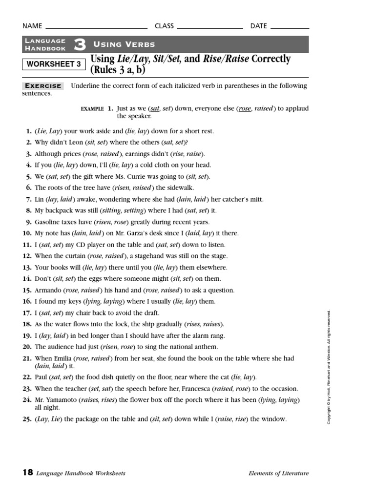 Troublesomeverbs Practice Exercise | PDF | Language Arts & Discipline