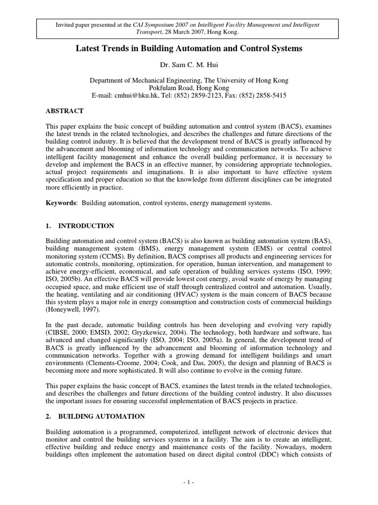 Building Automation and Control Systems | PDF | Building Automation ...