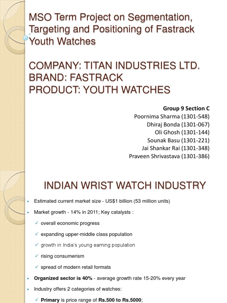 Positioning of Fastrack | PDF | Brand | Fashion