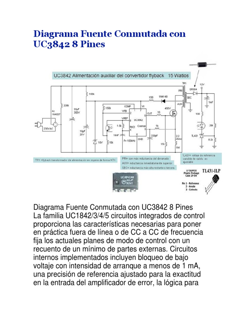 Diagrama Fuente Conmutada Con UC3842 8 Pines | PDF | Informática