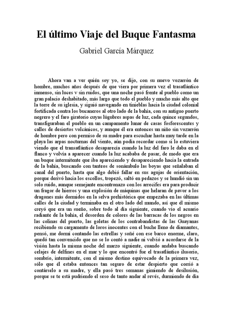Gabriel García Márquez - El Último Viaje Del Buque Fantasma | PDF