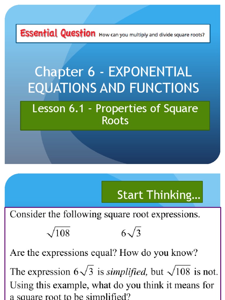 Simplifying Square Roots | PDF | Teaching Methods & Materials