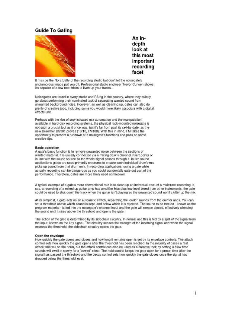 Guide To Gating An In-Depth Look at This Most Important Recording Facet ...