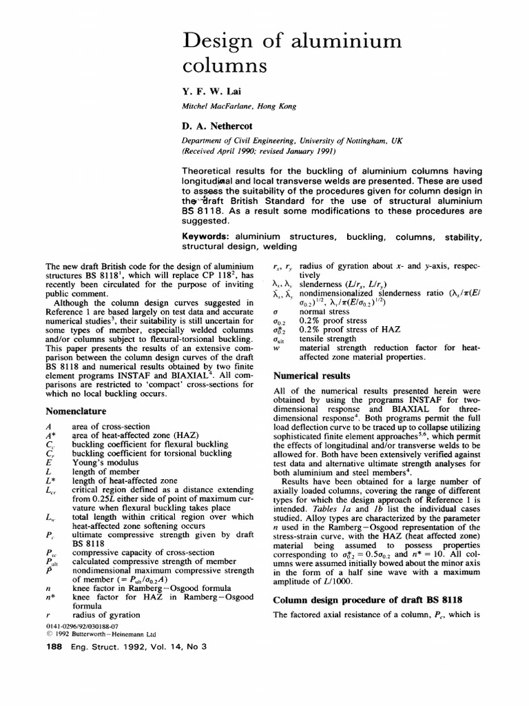 Design of Aluminium Columns PDF | PDF