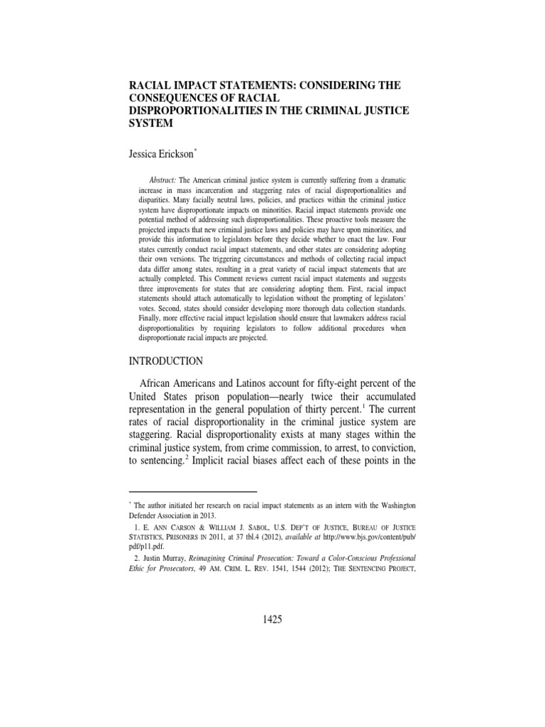 Racial Impact Statements | PDF | Mandatory Sentencing | Fourteenth ...