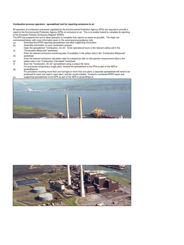 EPA Spreadsheet For Calculating Emissions From Combustion Plants | PDF ...