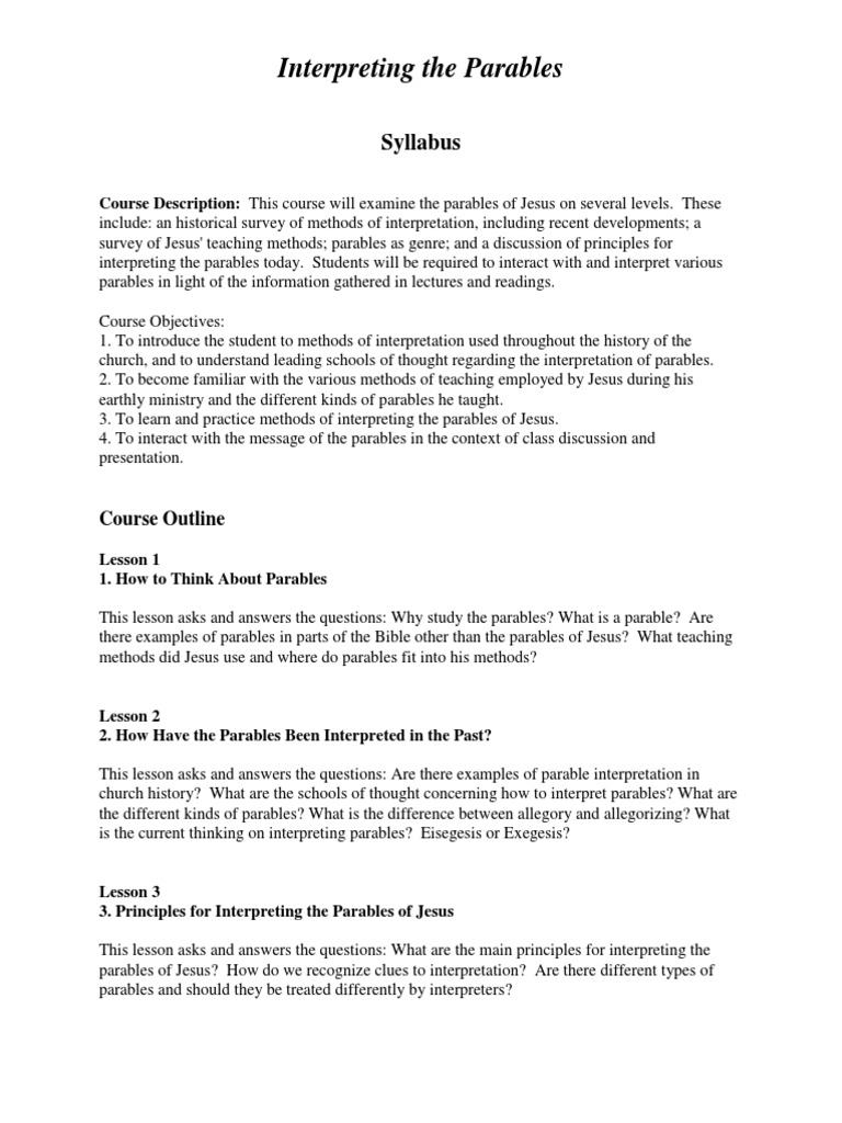 Interpreting The Parables of Jesus | PDF | Parable | Exegesis