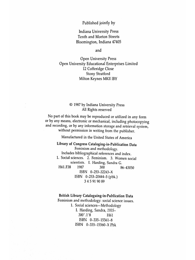 Sandra Harding Intro Is There A Feminist Method | PDF | Postmodernism ...
