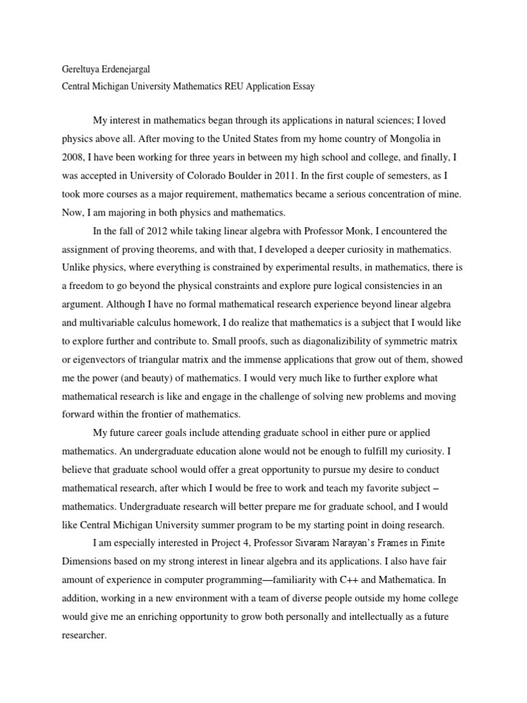 Statement of Interest - Erdenejargal | PDF | Linear Algebra ...
