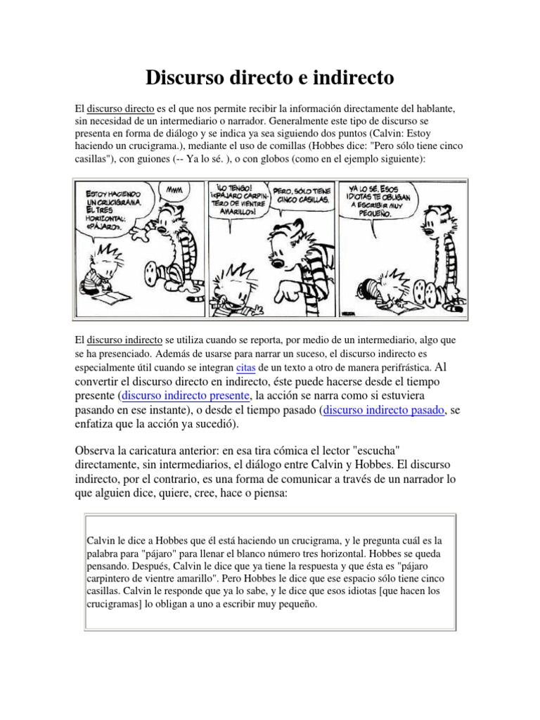 Discurso Directo e Indirecto | Objeto (gramática) | Oración (Lingüística)