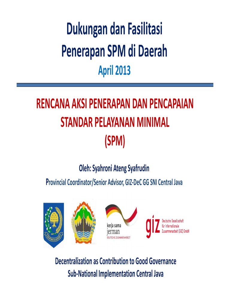 Rencana Aksi Penerapan Dan Pencapaian Standar Pelayanan Minimal (SPM) | PDF