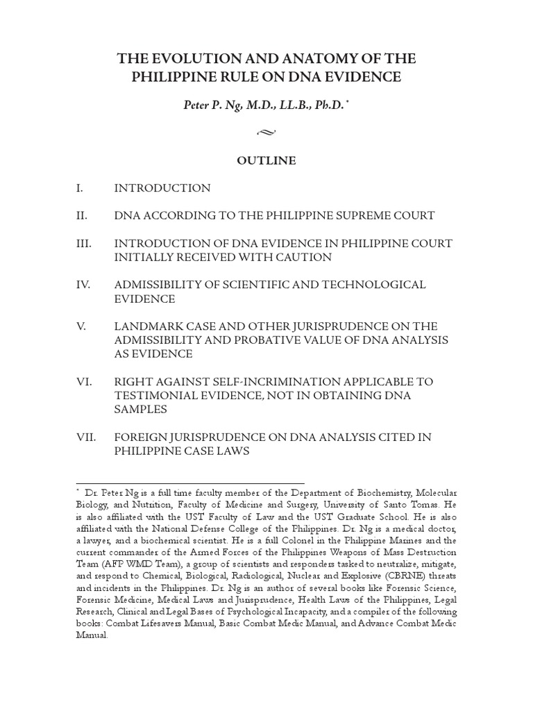 The Philippine Rule On DNA Evidence | PDF | Daubert Standard | Dna ...