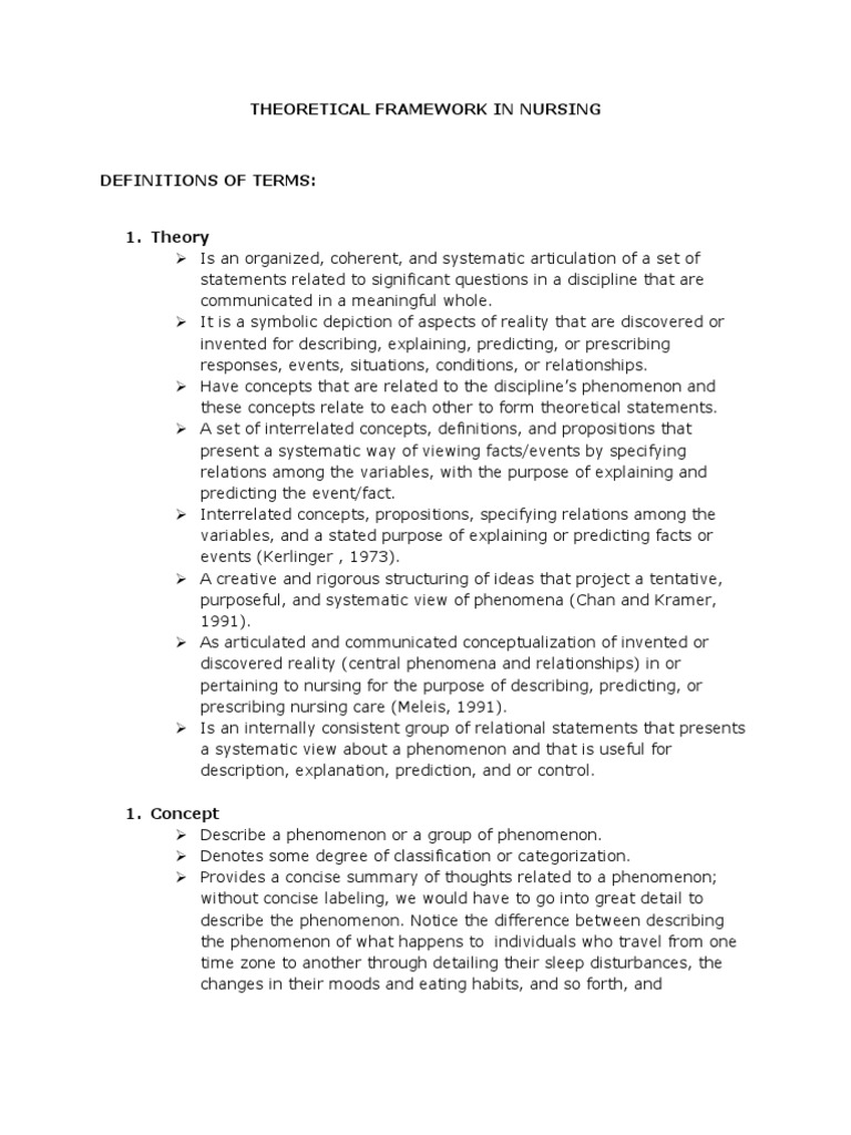 Theoretical Framework in Nursing | PDF | Concept | Theory