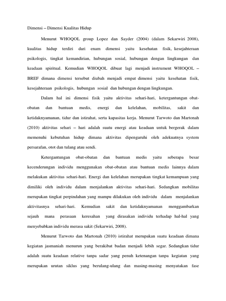 Konsep Kualitas Hidup | PDF