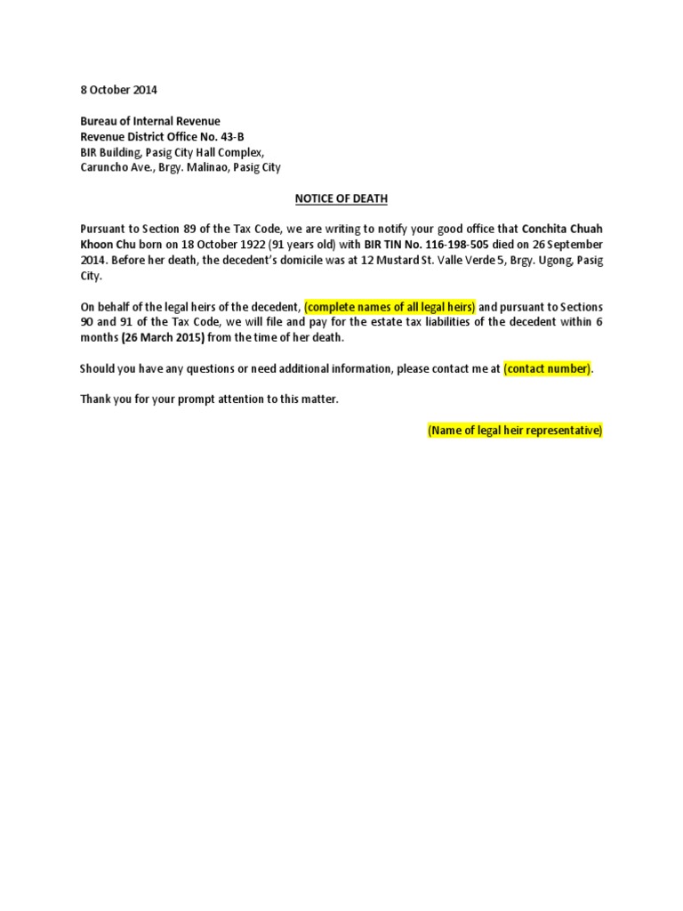 Notice of Death | PDF