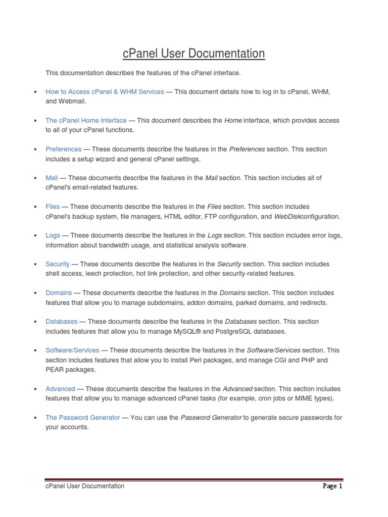 CPanel User Documentation | PDF | Email | Web Server