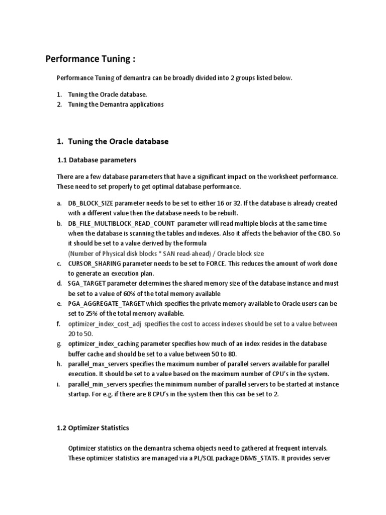 Demantra Performance Tuning | PDF | Oracle Database | Sql