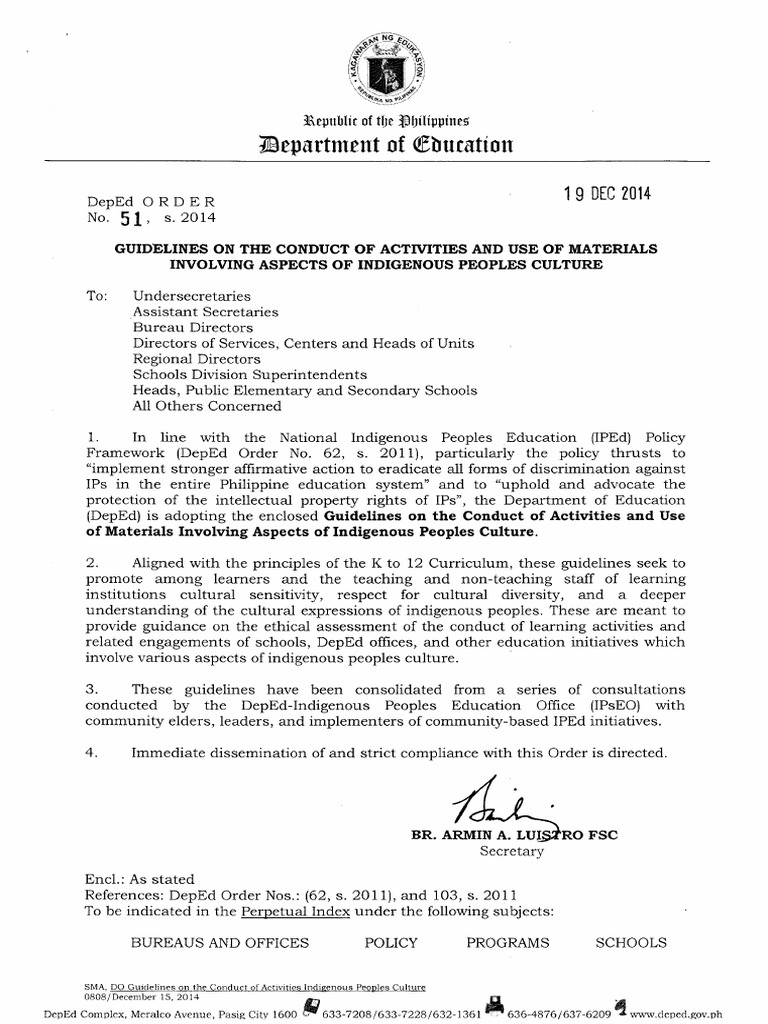 DepEd Guidelines On The Conduct of Activities and Use of Materials ...