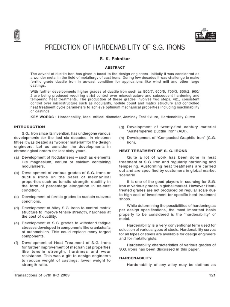 S.G Iron | PDF | Heat Treating | Steel