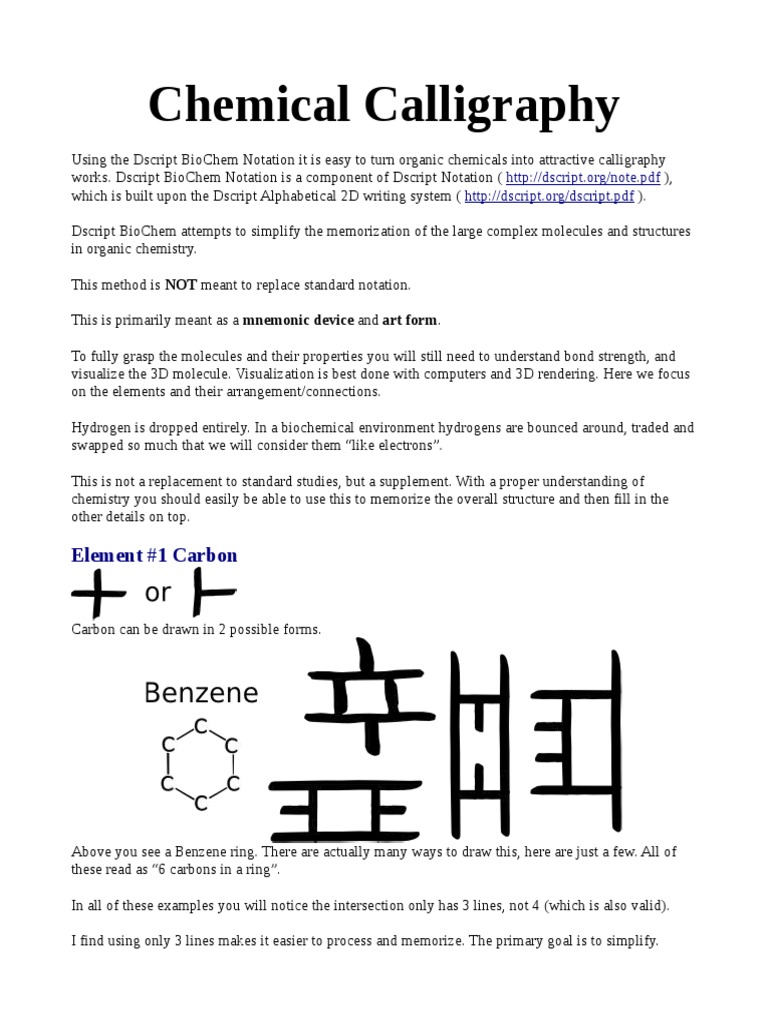 Chemical Calligraphy | PDF | Organic Chemistry | Chemistry