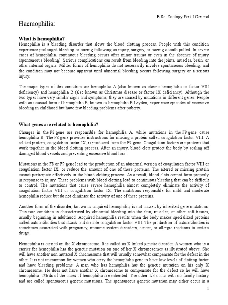 Haemophilia:: What Is Hemophilia? | Download Free PDF | Haemophilia | Bleeding