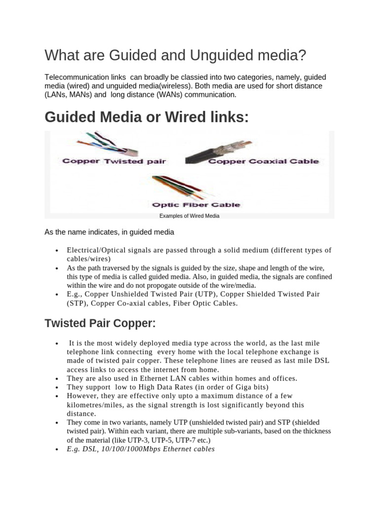 What Are Guided and Unguided Media | PDF | Transmission Medium | Wireless