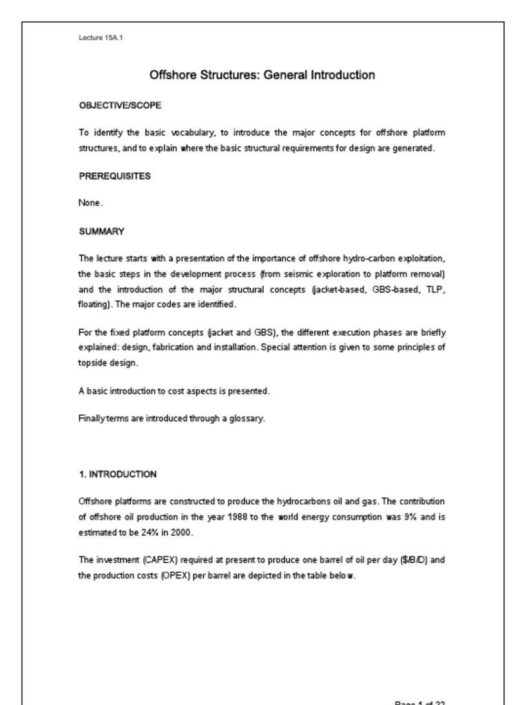 (LECTURE) Design of Fixed Offshore Structures | PDF | Offshore Drilling ...