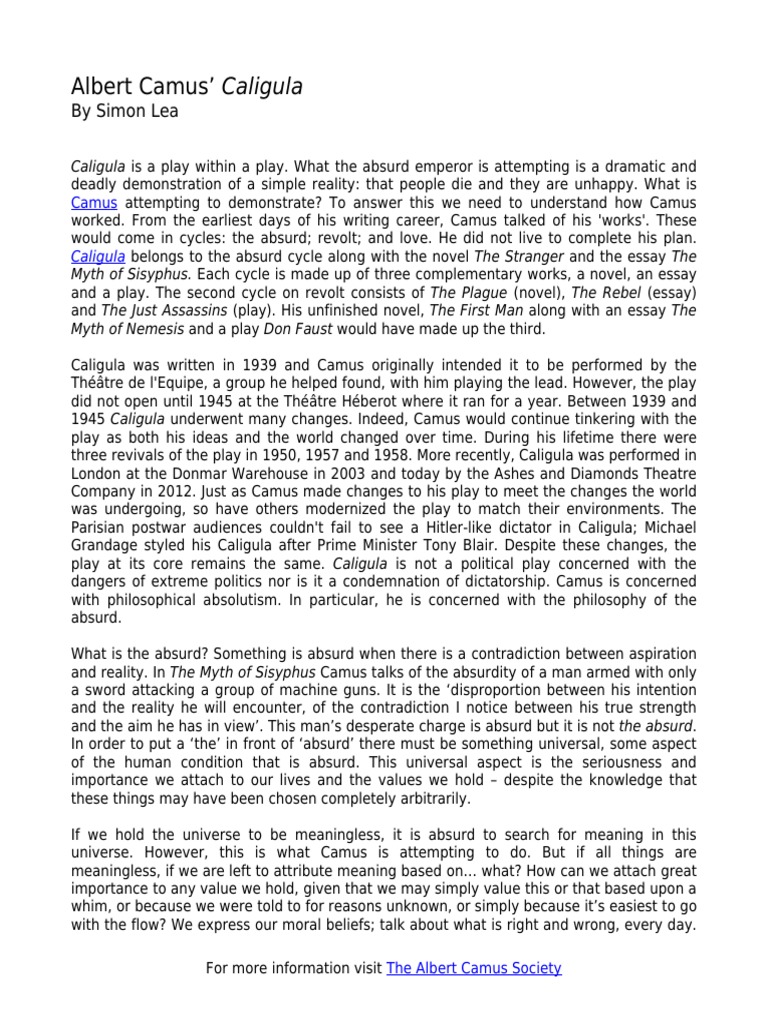 Caligula Camus | PDF | Albert Camus | Science