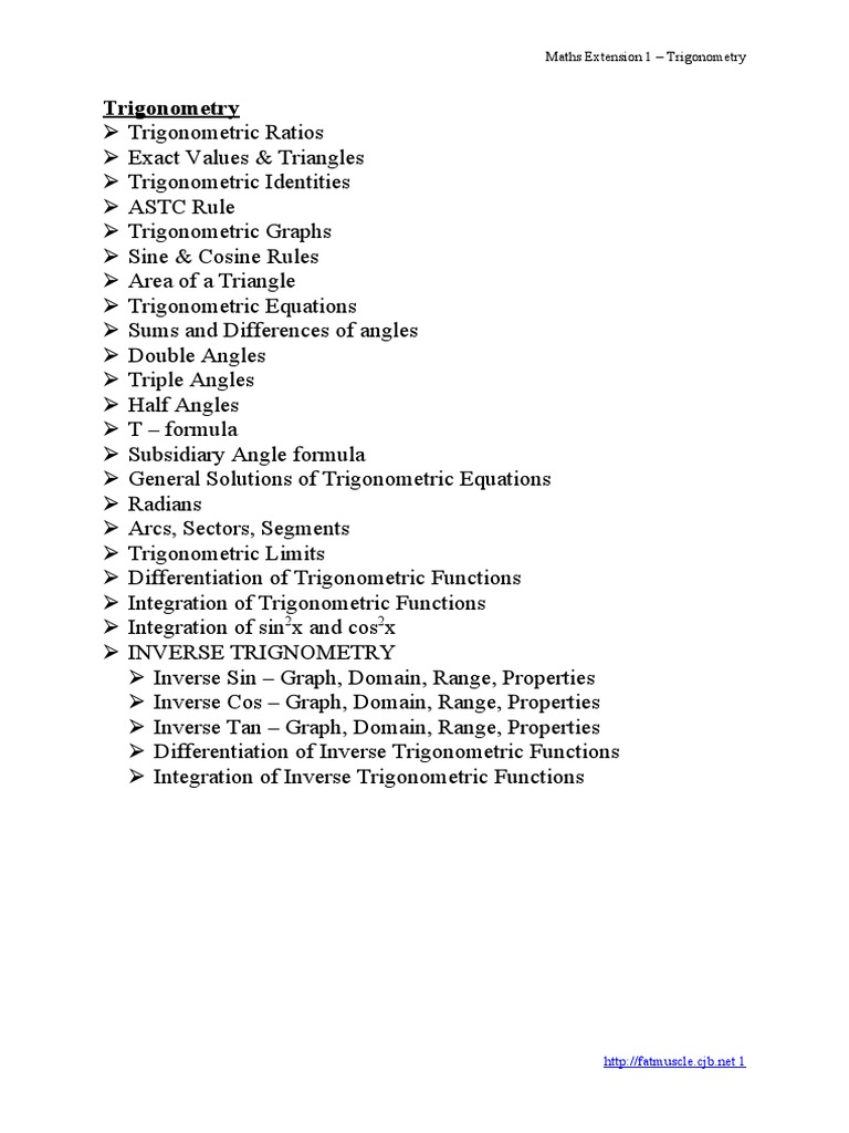 Mathematics Formula Trigonometry