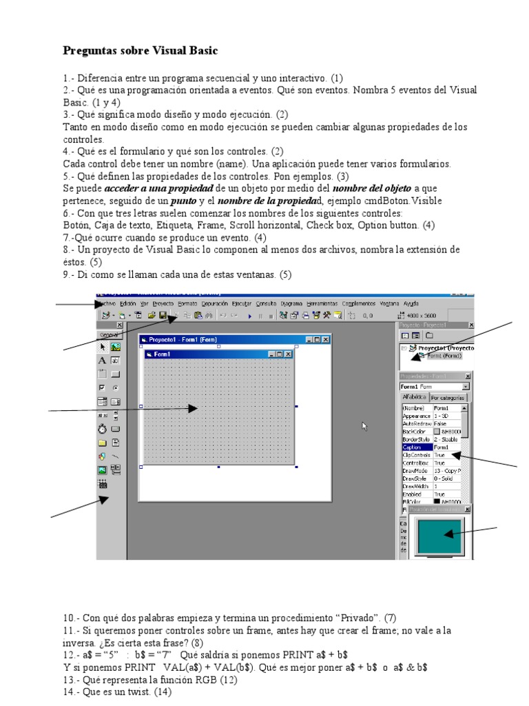 Preguntas Sobre Visual Basic | PDF | Básico | Programa de computadora