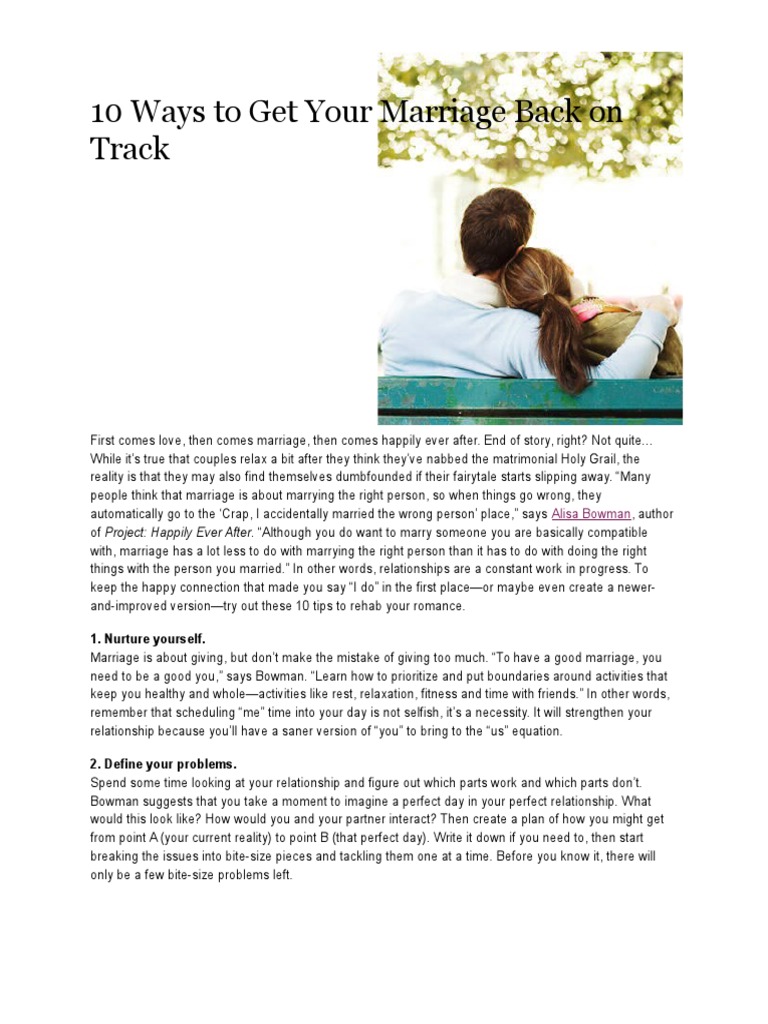 10 Ways To Get Your Marriage Back On Track | PDF