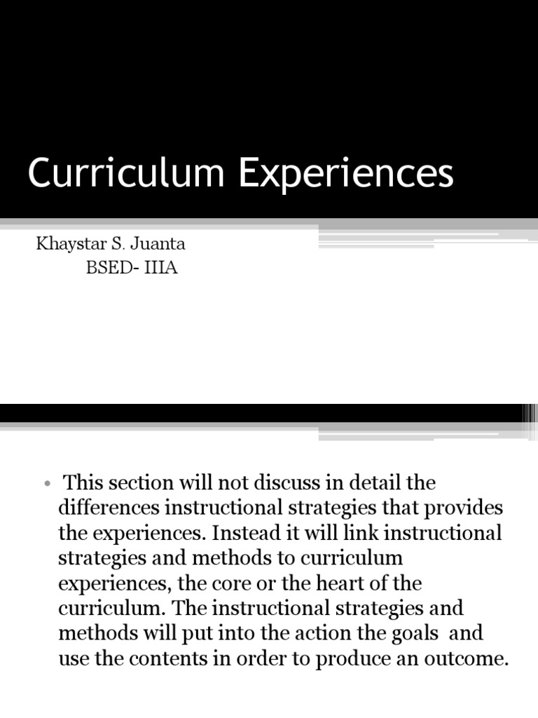 Curriculum Experiences | PDF | Teaching Method | Curriculum