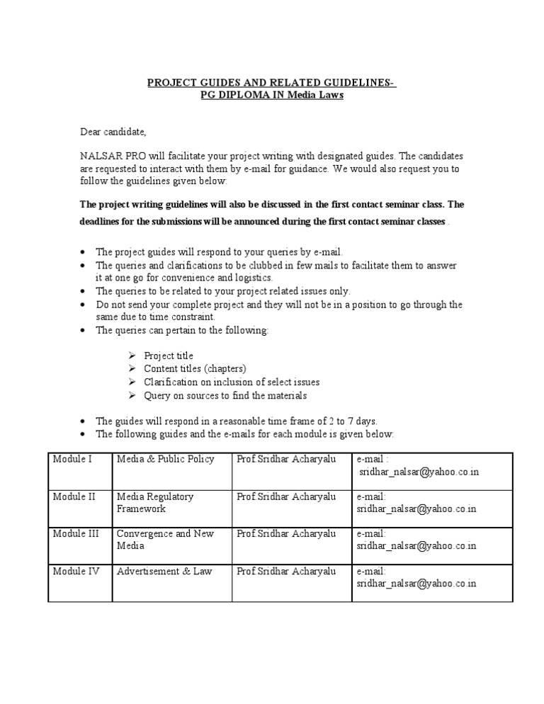 Project Guides and Related Guidelinespg Diploma in | PDF