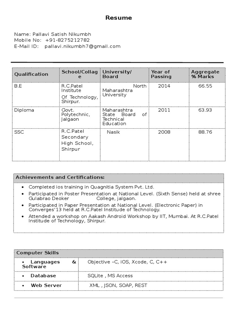 Pallavi Resume | PDF | Ios | Xcode